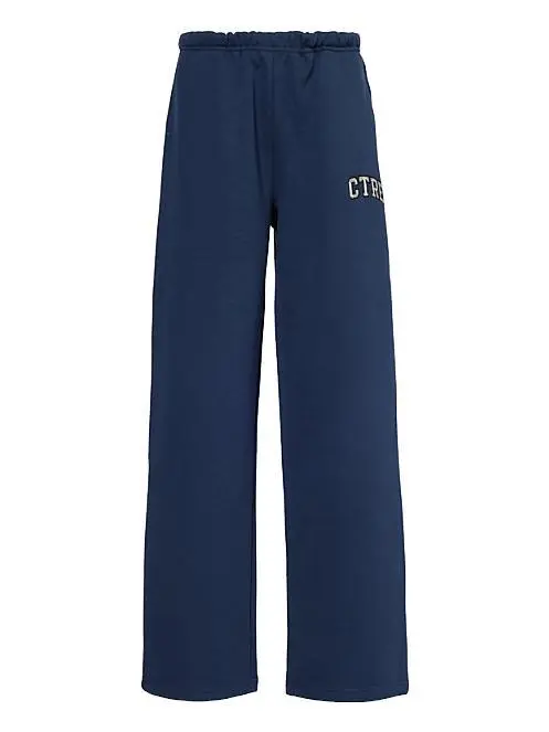 THE COUTURE CLUB Wide-leg Cotton-blend Jogging Bottoms - Navy