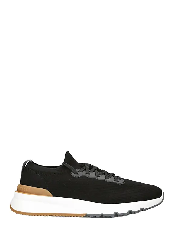 Brunello Cucinelli Logo-detail Low-top Knit Trainers - Black