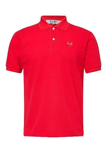 Play Comme Des Garcon Heart-appliqué Regular-fit Cotton Piqué Polo Shirt - Red