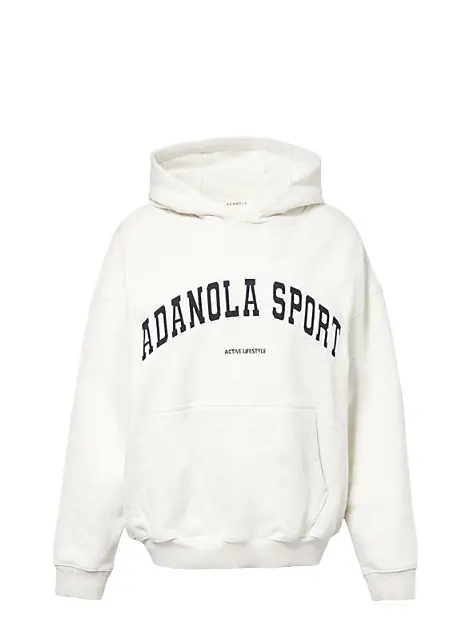 ADANOLA Logo-embroidered Oversized Cotton Hoody - Light Grey Melange