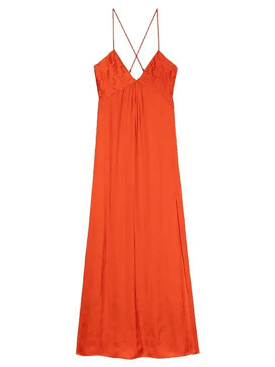 Zadig&Voltaire Rayonne Split-hem Woven Maxi Dress - Tangerine