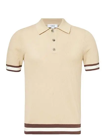 CHE Quinn Stripe-trimmed Cotton-knit Polo Shirt - Camel