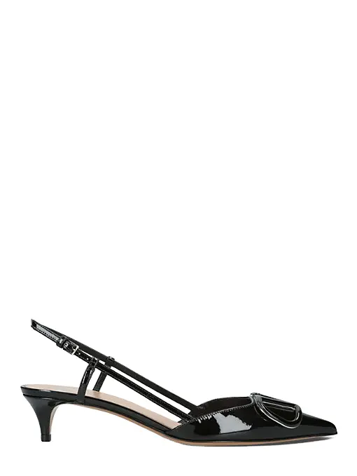 Valentino Garavani Vlogo 40 Patent-leather Slingback Courts - Black