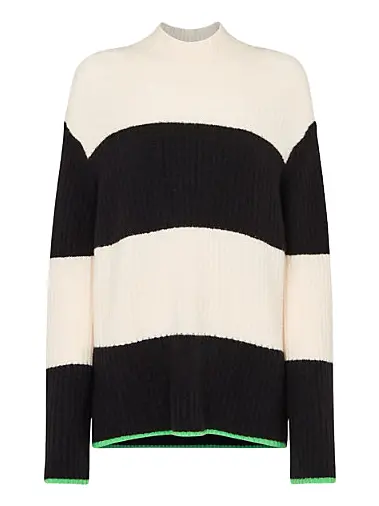 Whistles Block Stripe Funnel-neck Jumper - Black