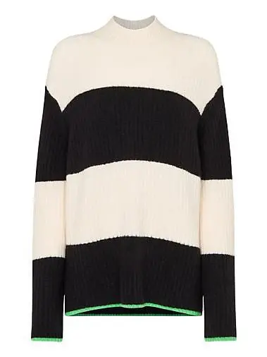 Whistles Block Stripe Funnel-neck Jumper - Black