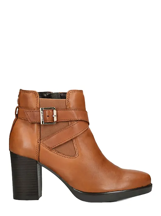 Carvela Buckle-embellished Leather Heeled Ankle Boots - Tan