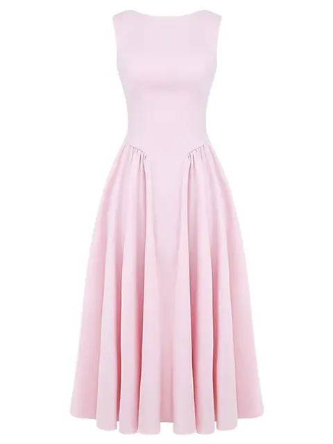 House Of Cb Cindy Cut-out Woven Midi Dress - Ballerina Pink