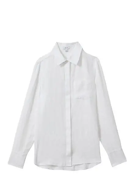 REISS Belle Relaxed-fit Long-sleeve Linen Shirt - White