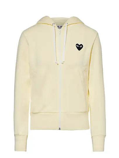 Play Comme Des Garcon Big Heart Logo-appliqué Woven Hoody - Ivory