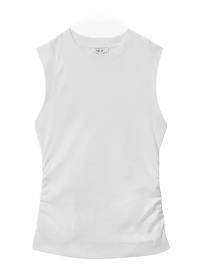 REISS Trudy Round-neck Ribbed Stretch-cotton Vest - White