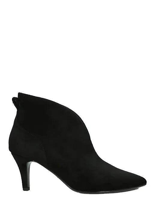 Carvela Flute Curved Ankle Suede Heeled Ankle Boots - Black