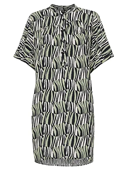 Whistles Checkerboard Tiger-print Woven Mini Dress - Green/multi