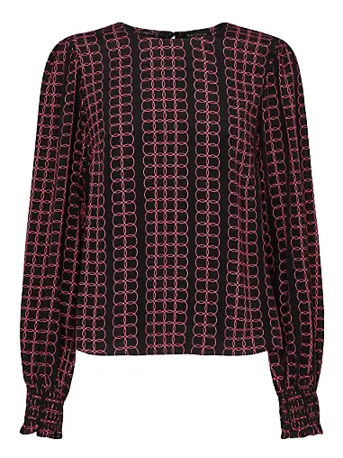 Whistles Graphic-print Woven Blouse - Black