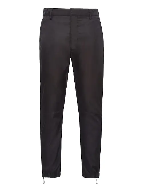 Prada Brand-plaque Drawstring-hem Slim-leg Re-nylon Trousers - Black