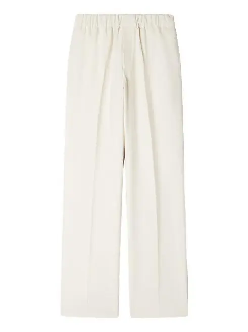Sandro Elasticated-waist Wide-leg Stretch-woven Trousers - Ecru