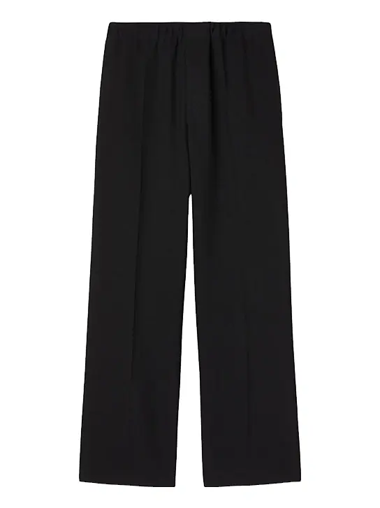 Sandro Elasticated-waist Wide-leg Trousers - Noir / Gris
