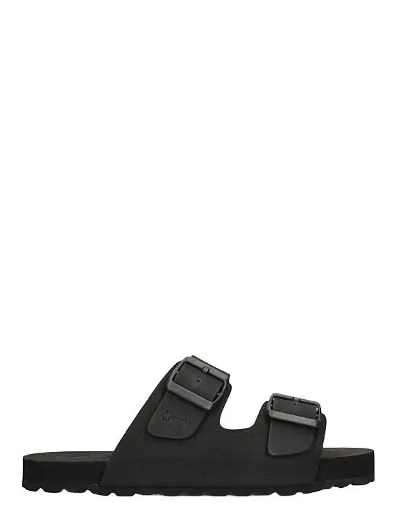 Manebí Honolulu Nordic Double-strap Flat Leather Sandals - Black