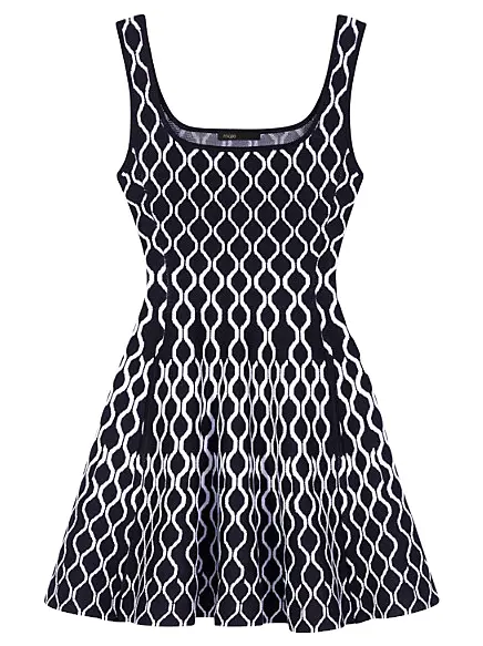 Maje Square-neck Geometric-pattern Stretch-knit Mini Dress - Bicolore