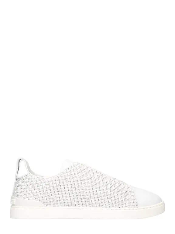 Zegna Triple Stitch Interwoven Leather Low-top Trainers - White