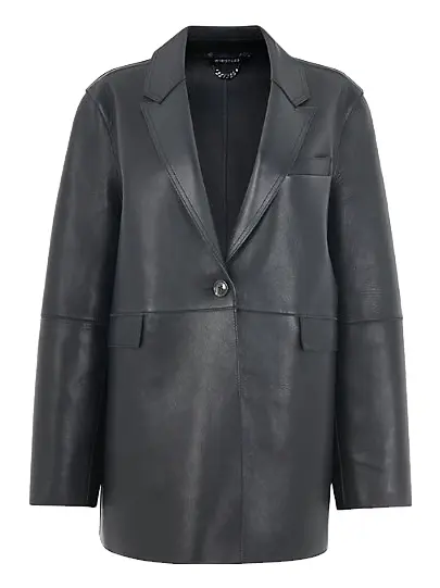 Whistles Katrina Leather Blazer - Black