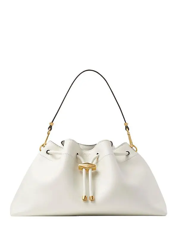 JIMMY CHOO Cinch Leather Shoulder Bag - Latte/gold