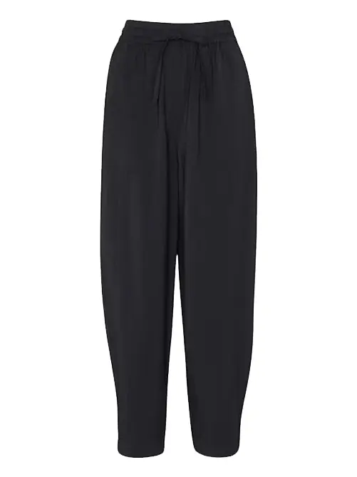 Whistles High-rise Carrot-leg Woven Trousers With Drawstring Waist - Black