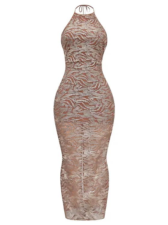 House Of Cb Sequin-embroidered Woven Maxi Dress - Rose Gold