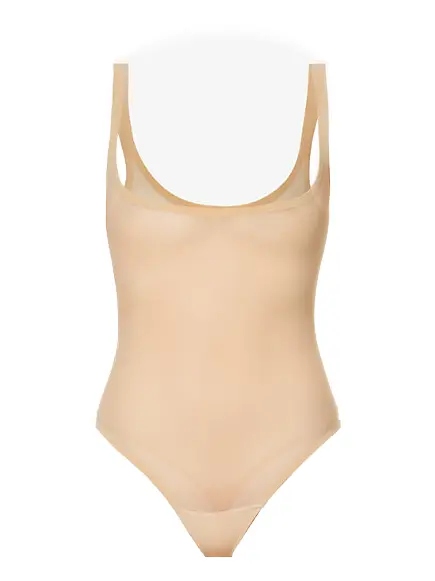Wolford Scoop-neckline Stretch-mesh Body - Clay