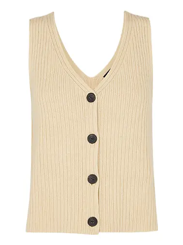 Whistles Button-front V-neck Tank - Pale Yellow