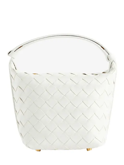 Bottega Veneta Leather Top Handle Bag - White-gold
