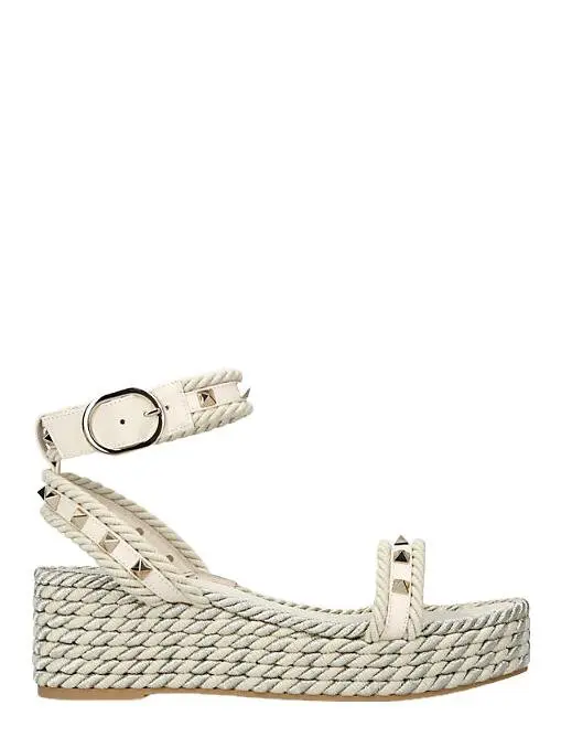 Valentino Garavani Rockstud Flatform Espadrilles - Winter Wht