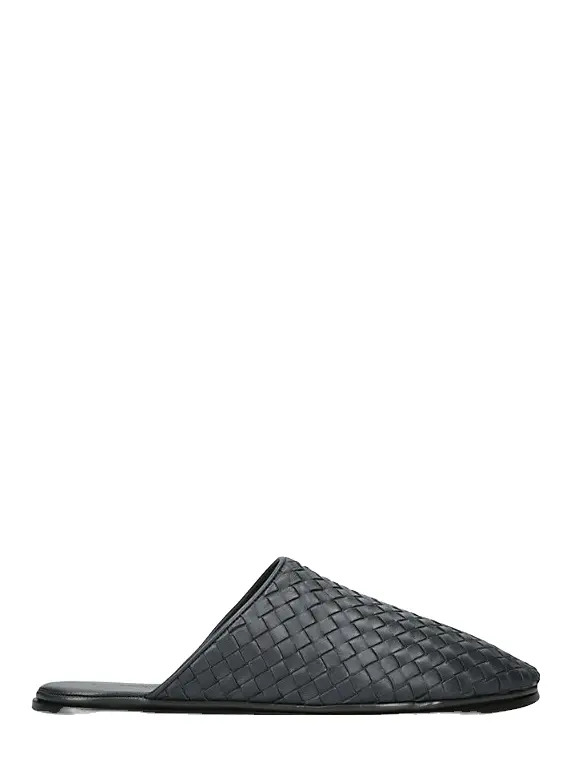 Bottega Veneta Weave Intrecciato Leather Mules - Grey/dark