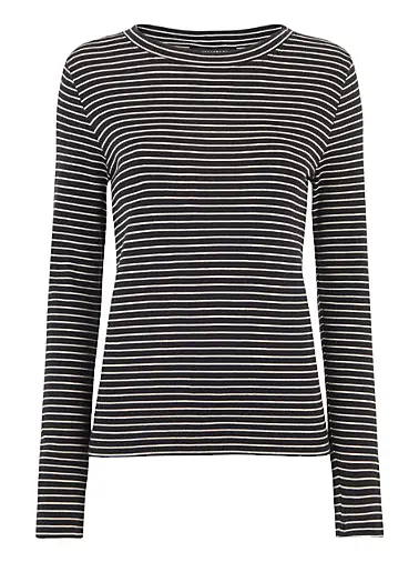 Whistles Striped Cotton And Modal-blend Top - Blue