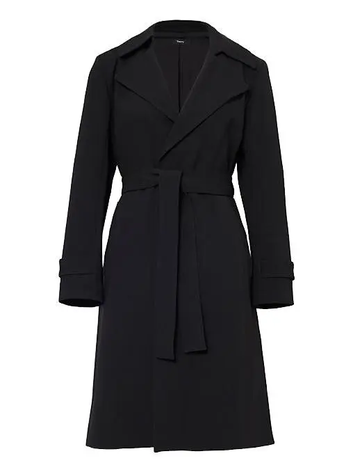 Theory Oaklane Belted Crepe Coat - Black
