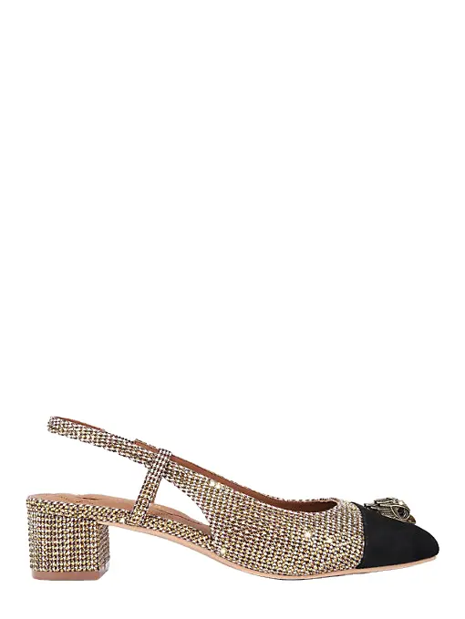 Kurt Geiger Sloane Crystal-embellished Woven Sling-back Pumps - Beige Comb