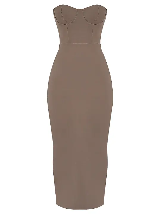 House Of Cb Lucia Corseted Maxi Dress - Taupe