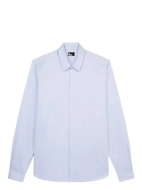 The Kooples Classic-fit Spread-collar Cotton-poplin Shirt - Light Blue