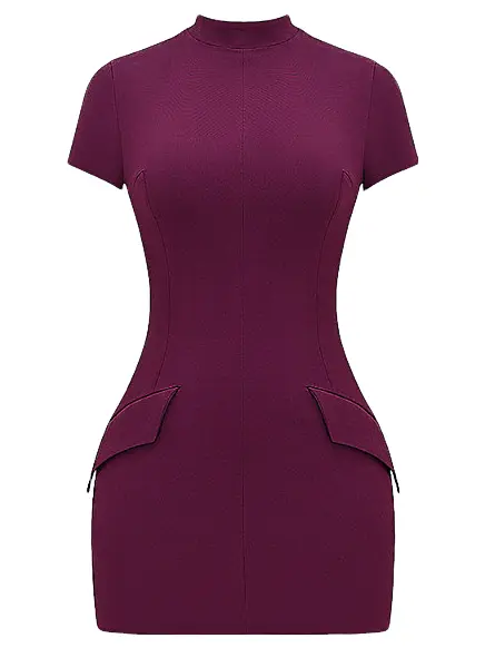 House Of Cb Alia Flap-pocket Mini Dress - Mulberry