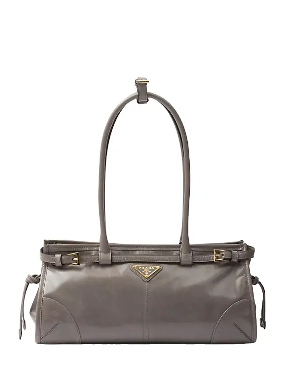 Prada Brand-plaque Leather Shoulder Bag - Grey