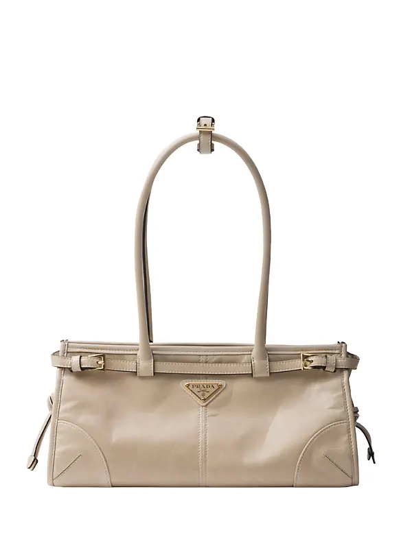 Prada Brand-plaque Leather Shoulder Bag - Neutral