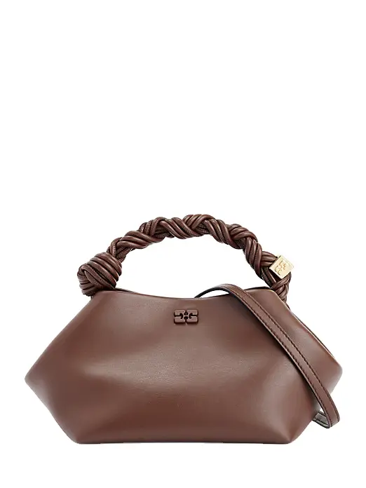GANNI Small Leather Blend Top-handle Bag - Chocolate Fondant