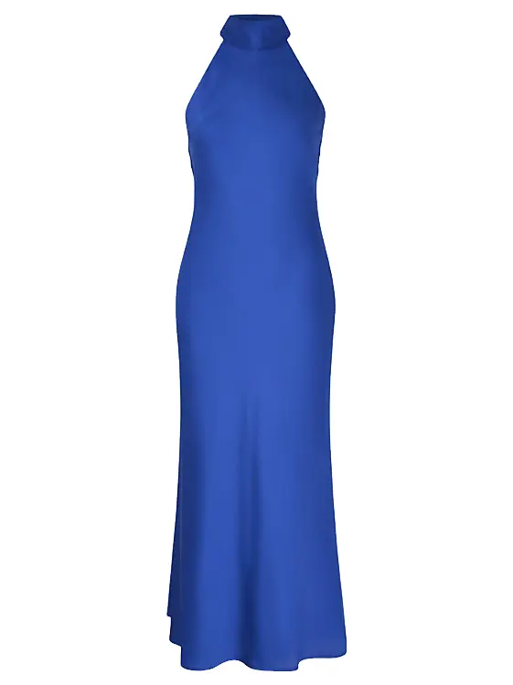 OMNES Seychelles Drape-back Woven Maxi Dress - Navy