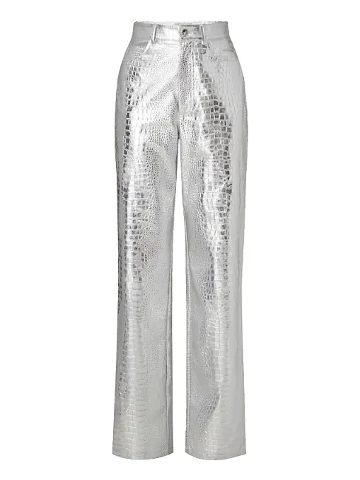 MALINA Daphne Metallic Woven Trousers - Silver