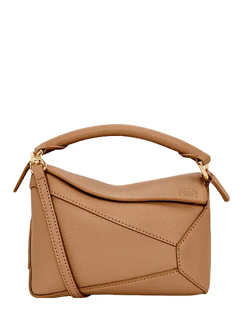 Loewe Puzzle Mini Leather Shoulder Bag - Toffee