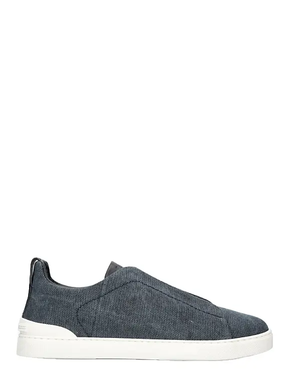 Zegna Triple Stitch Canvas Low-top Trainers - Navy