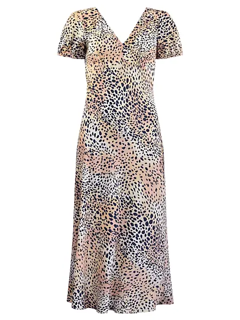 RO&ZO Leopard-print Woven Midi Dress - Multi