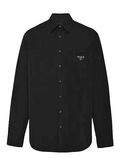 Prada Classic-collar Oversized-fit Cotton Shirt - Black