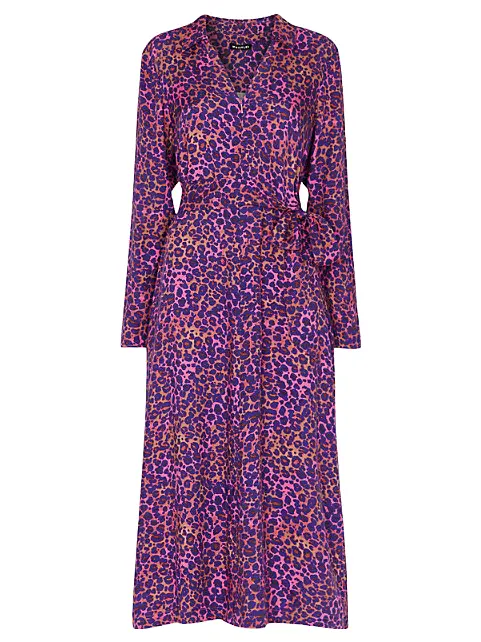 Whistles Woven Midi Dress With Leopard Print - Multi-coloured