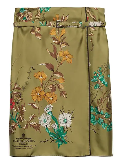 Prada Floral Print High-rise Mini Skirt - Green