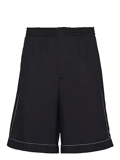 Prada Brand-logo Silk Bermuda Shorts - Black